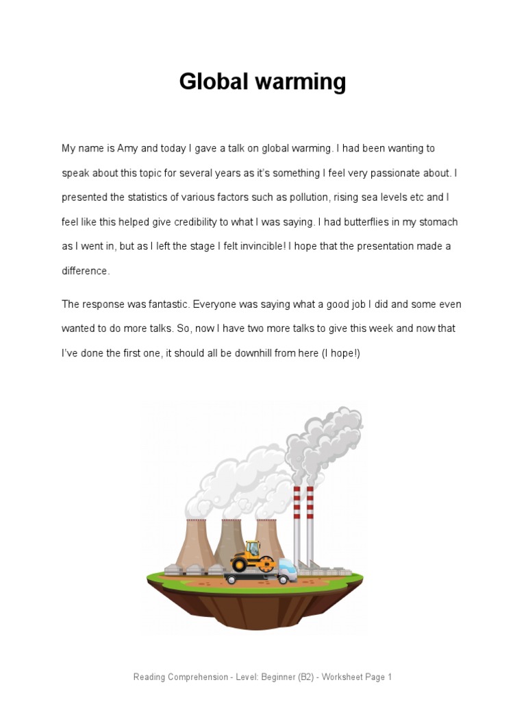 Global Warming: Reading Comprehension - Level: Beginner (B2 ...