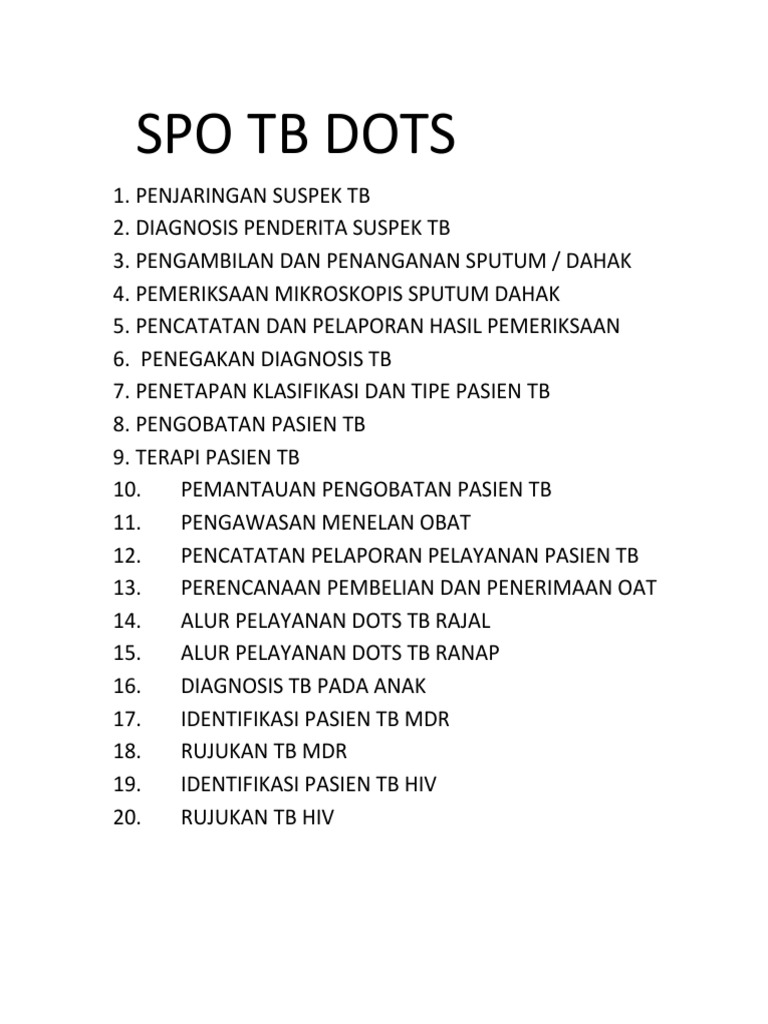 Panduan Lengkap Penanganan TB Dots | PDF