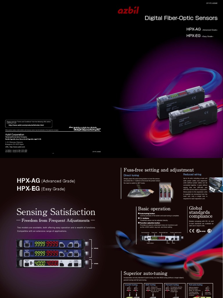 Digital Fiber-Optic Sensors: Hpx-Ag Hpx-Eg | PDF | Sensor | Electrical ...