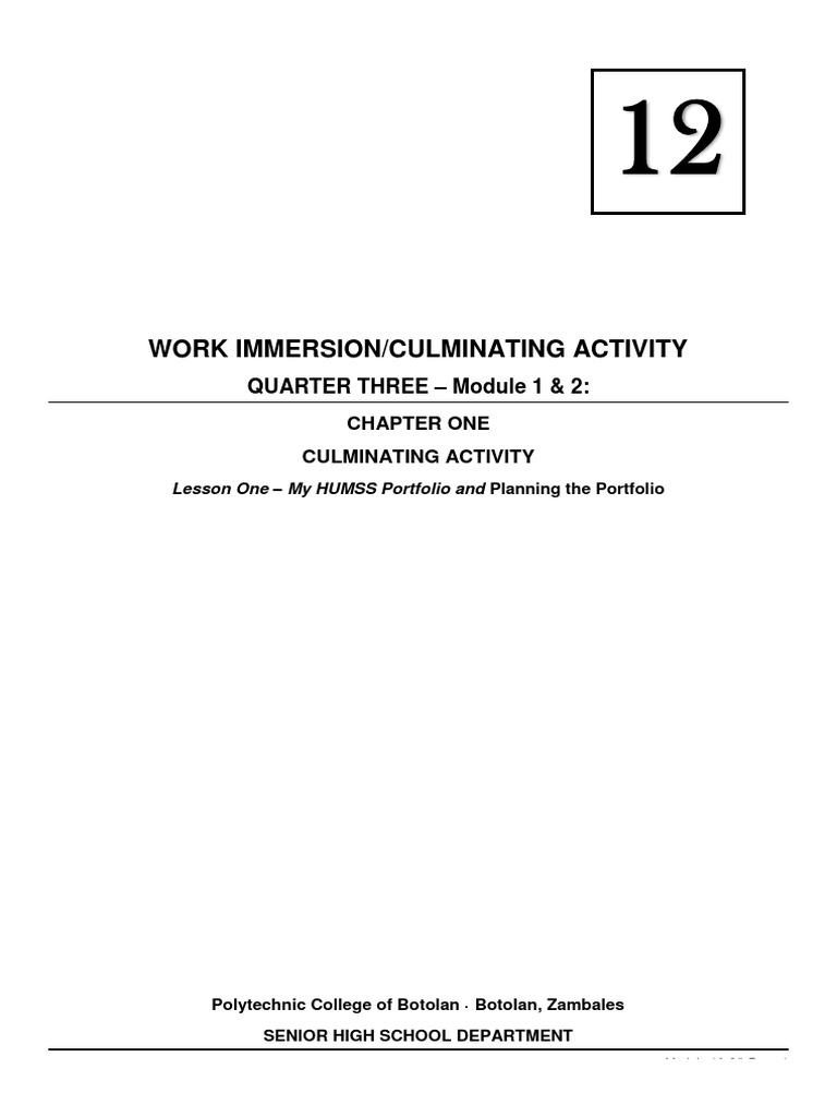 Q3 Work Immersion - Module 1 & 2 - My HUMSS Portfolio | PDF | Rubric ...
