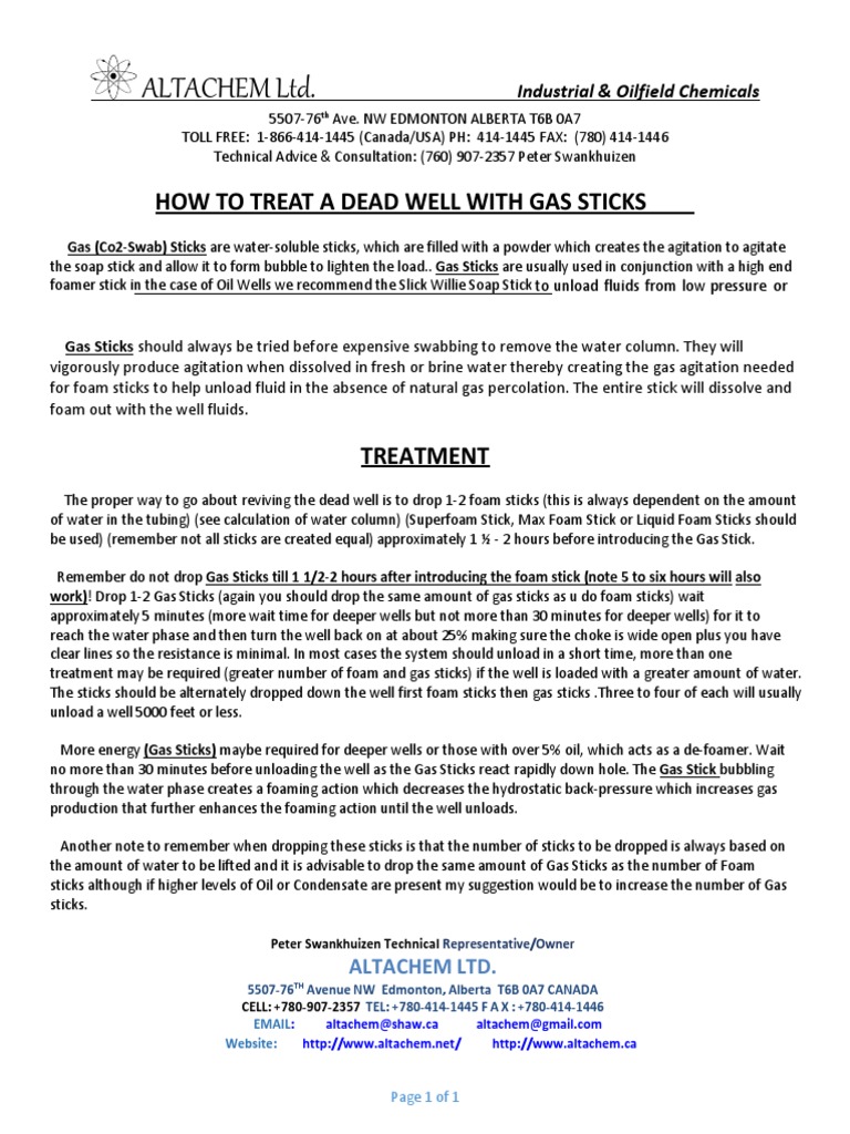 Reviving Dead Wells with Foam and Gas Sticks: A Guide to Unloading ...