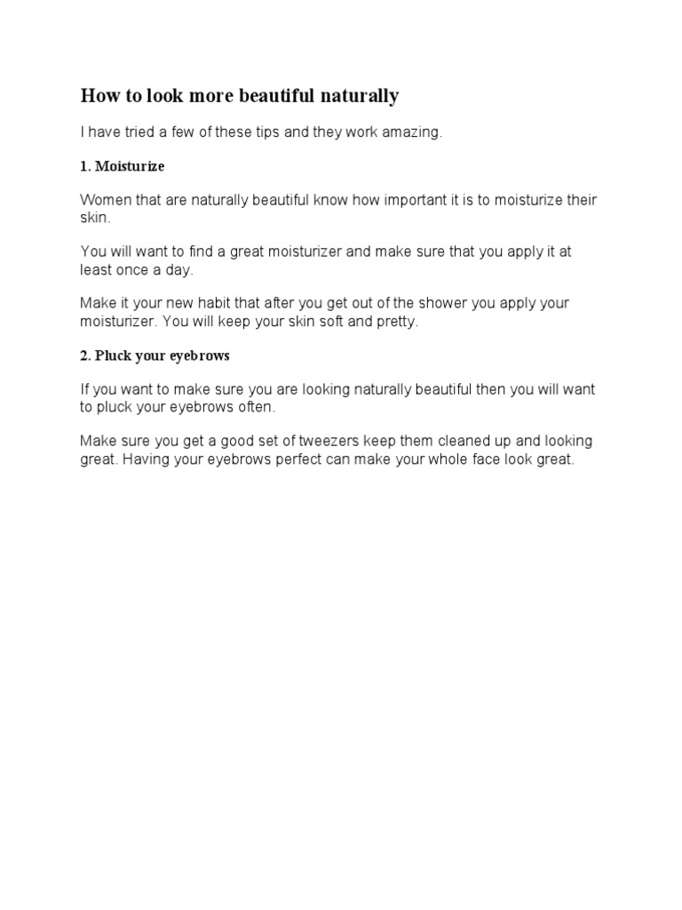 How To Look More Beautiful Naturally | PDF
