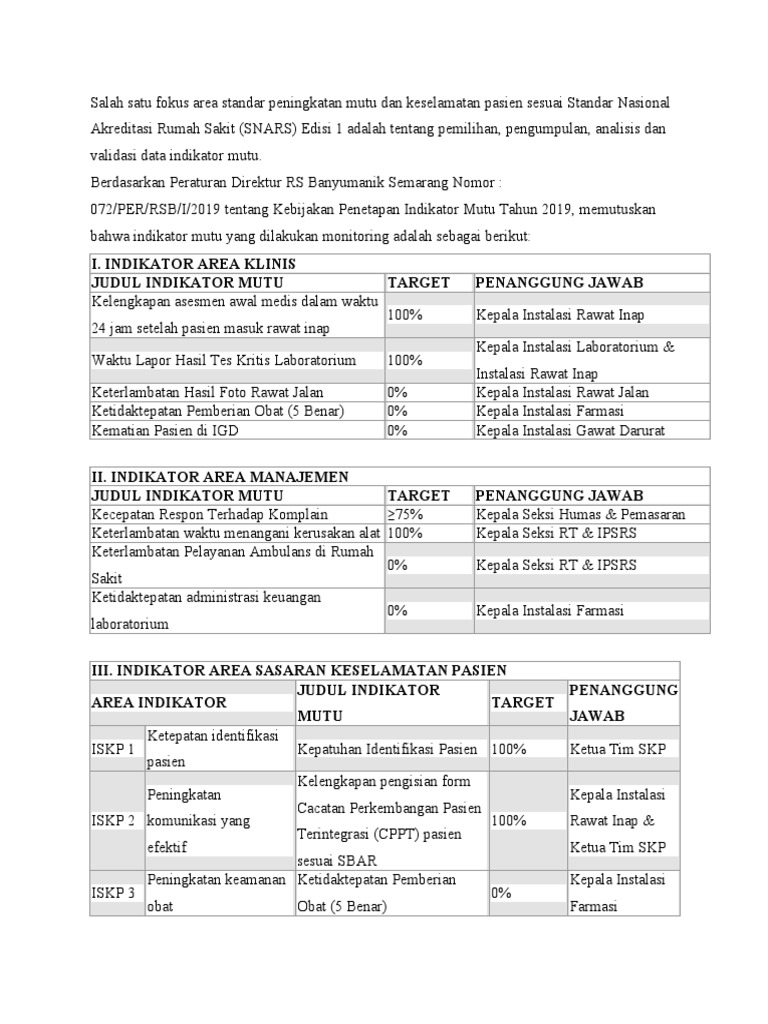 Salah Satu Fokus Area Standar Peningkatan Mutu Dan Keselamatan Pasien ...