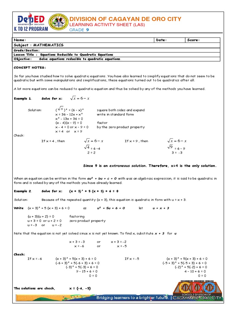 Enhanced Math 9 | Download Free PDF | Quadratic Equation | Equations