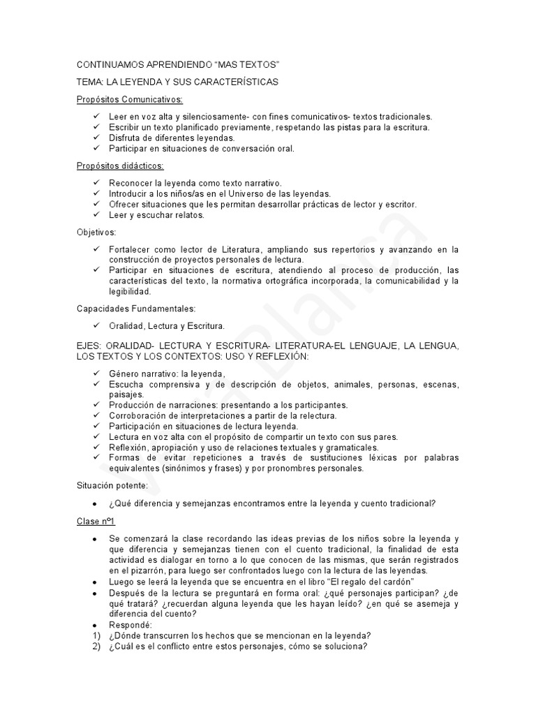 Secuencia La Leyenda | PDF | Narrativa | Leyendas