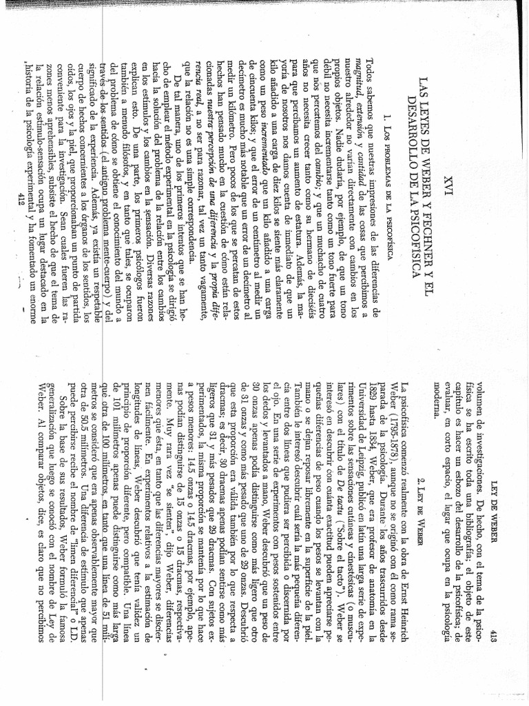 Las Leyes de Weber y Fechner y El Desarrollo de La Psicofisica | PDF