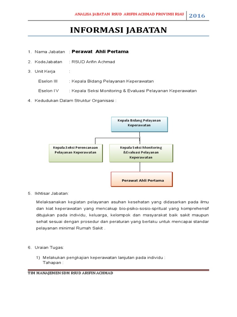 Anjab Perawat Ahli Pertama | PDF