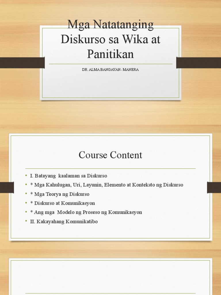 Mga Natatanging Diskurso Sa Wika at Panitikan | PDF