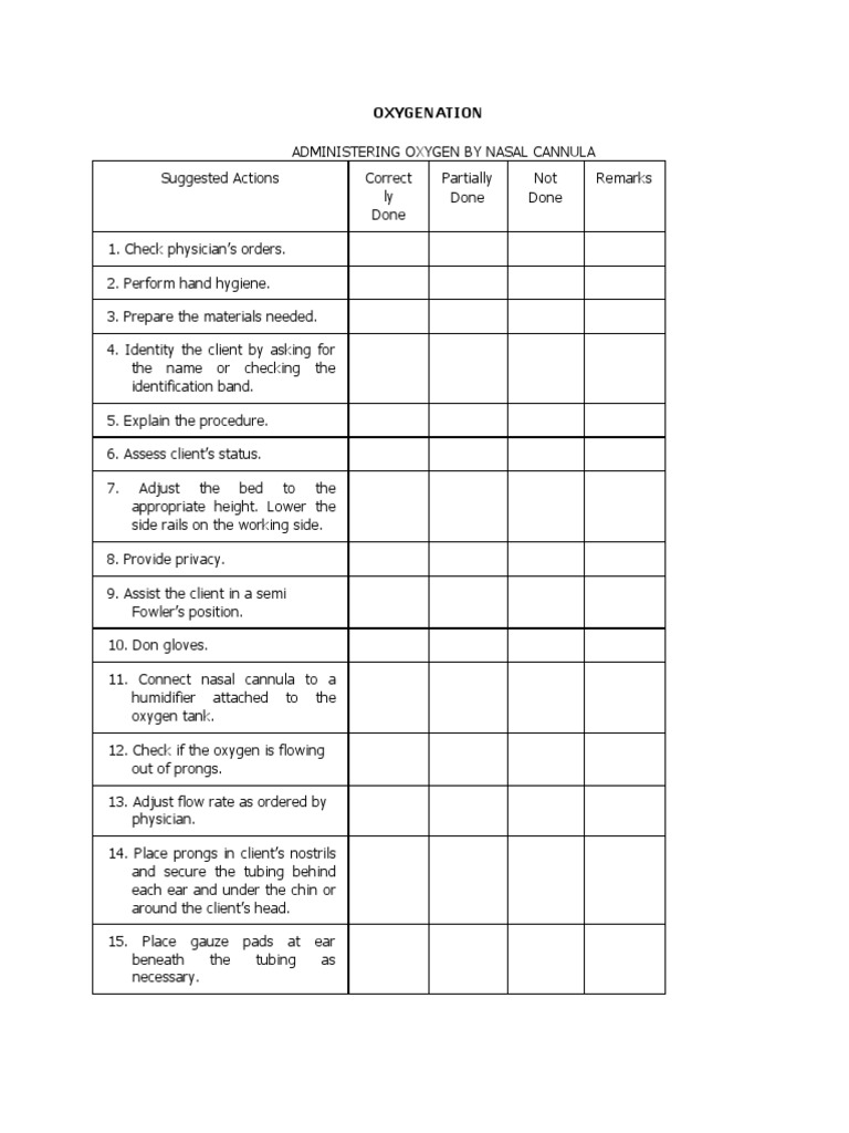 Checklist in Oxygen Therapy | Download Free PDF | Nature