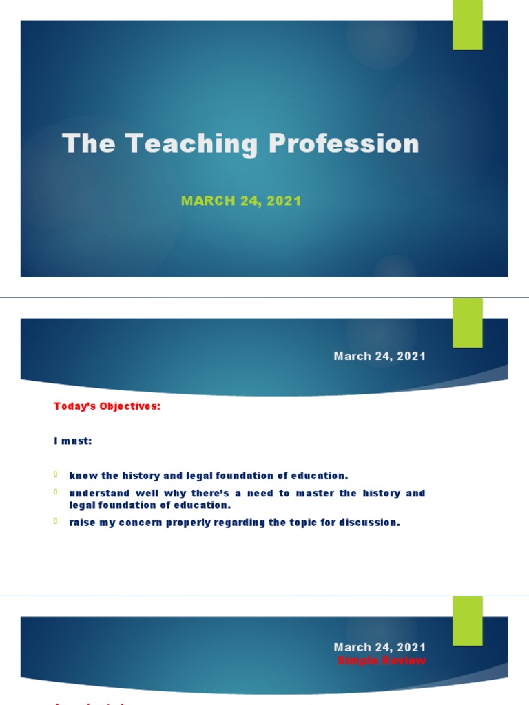 The Teaching Profession: MARCH 24, 2021 | PDF | Philippines | Learning
