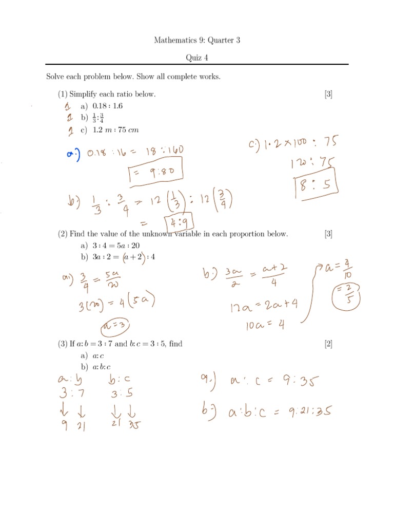 Math 9 Quarter 3 Quiz 4 With Answers | PDF
