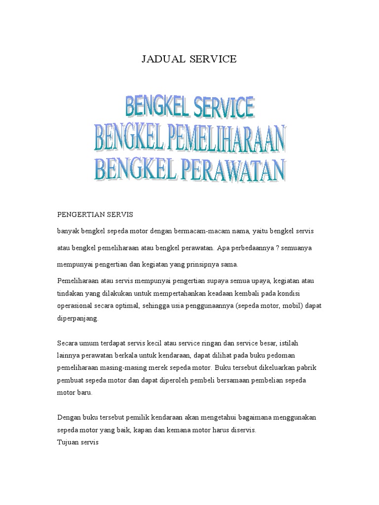 Jadwal Service Berkala Sepeda Motor | PDF