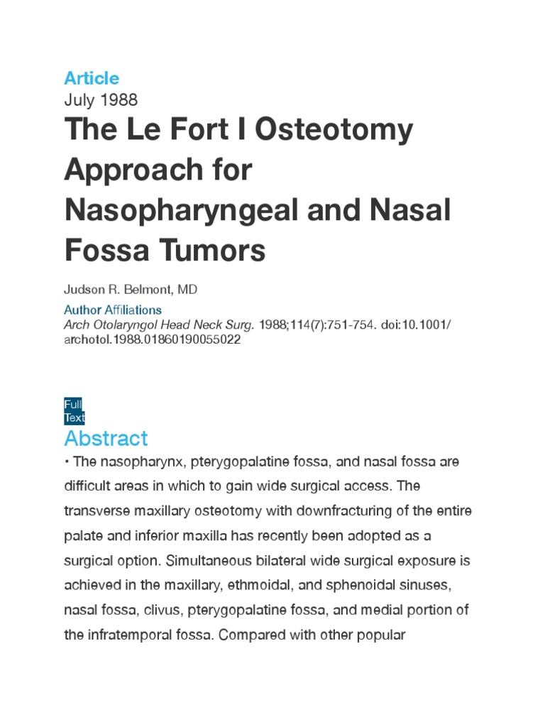 Le Fort 1 Osteotomy PDF | PDF