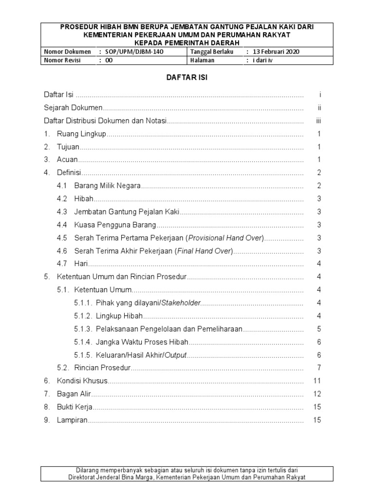 4) D. SOP Hibah Jembatan Gantung 2020 | PDF | Griya & Taman