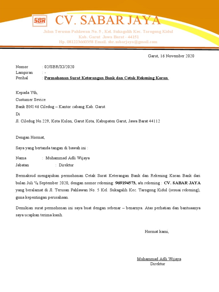 Surat Permohonan Bank | PDF