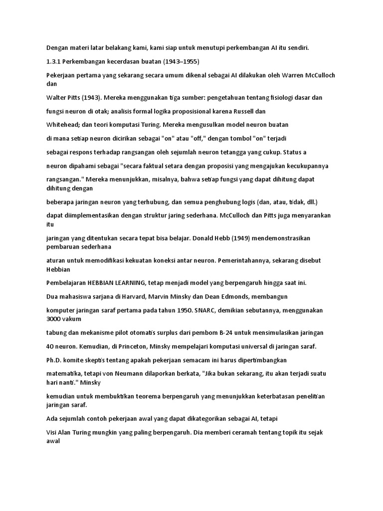 Sejarah Awal Kecerdasan Buatan | PDF