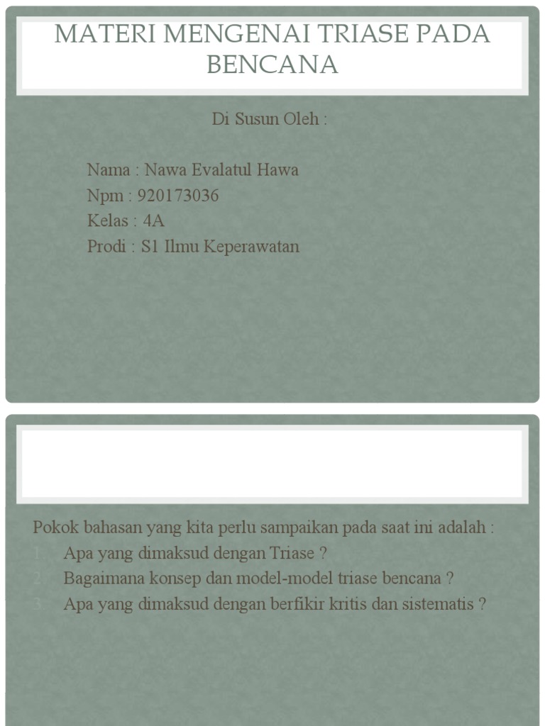 Triase Pada Bencana | PDF