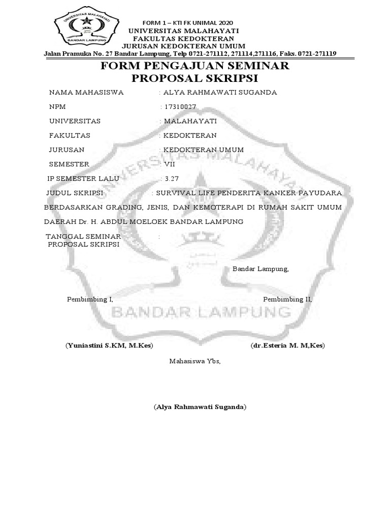 Seminar Proposal Skripsi Kedokteran | PDF