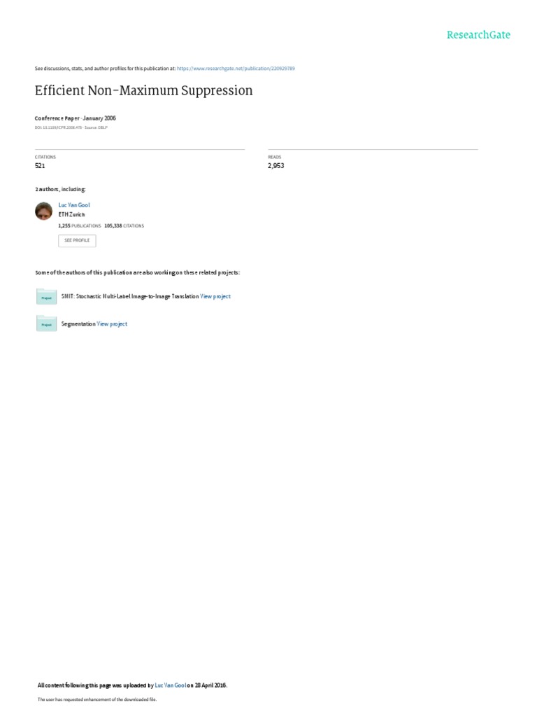Efficient Non-Maximum Suppression: January 2006 | PDF | Algorithms | Maxima And Minima
