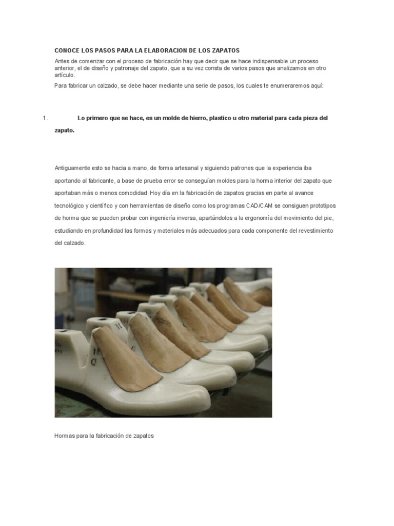 Pasos Para Fabricar Zapatos Artesanales Pdf Calzado Zapato