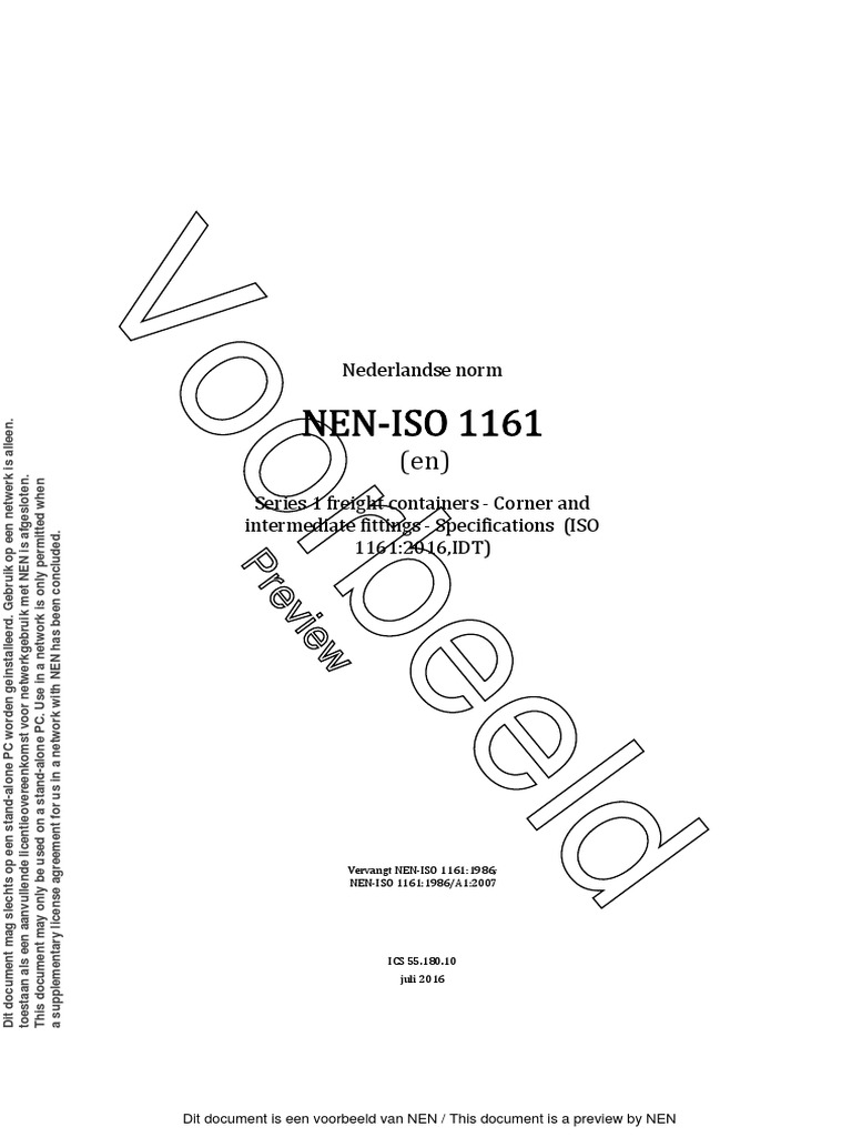 Nederlandse Norm. NEN-IsO 1161 (En) Series 1 Freight Containers ...