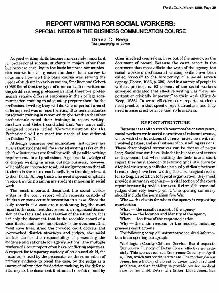 Writing For Social Workers:: Diana C | PDF | Social Work | Child Abuse