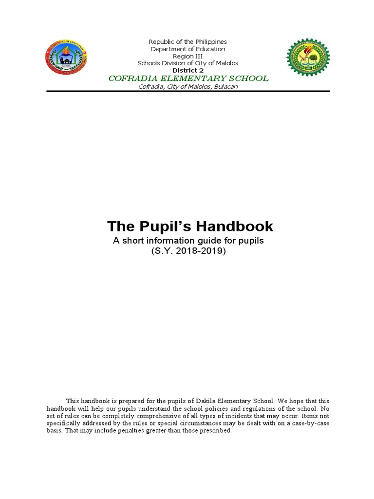 The Pupil's Handbook: Cofradia Elementary School | PDF | Schools | Blouse