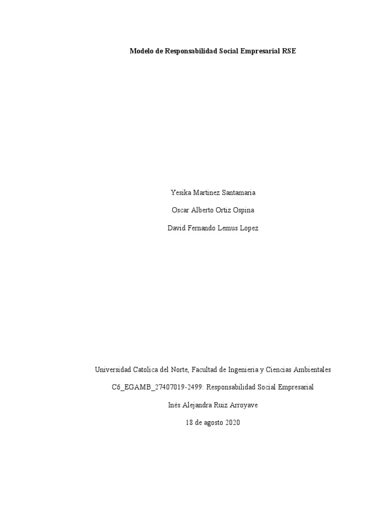 Modelo de Responsabilidad Social Empresarial RSE | PDF | Empresas ...
