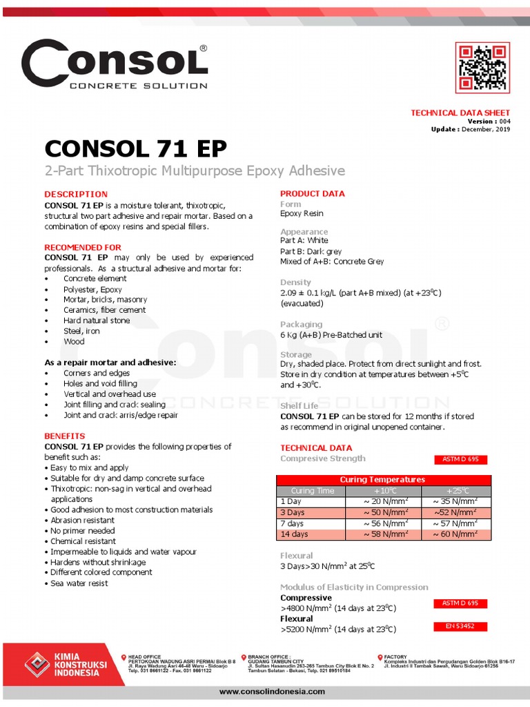 Consol 71 Ep: 2-Part Thixotropic Multipurpose Epoxy Adhesive | PDF ...