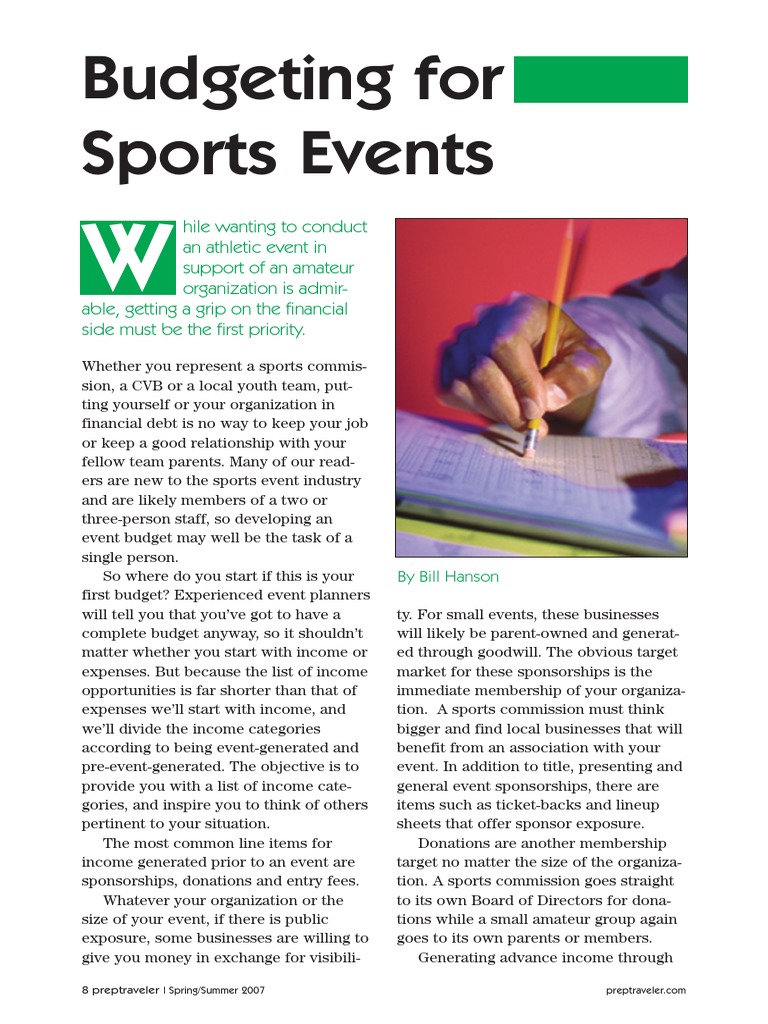 Sports Event Budgeting Guide | PDF | Economies | Business