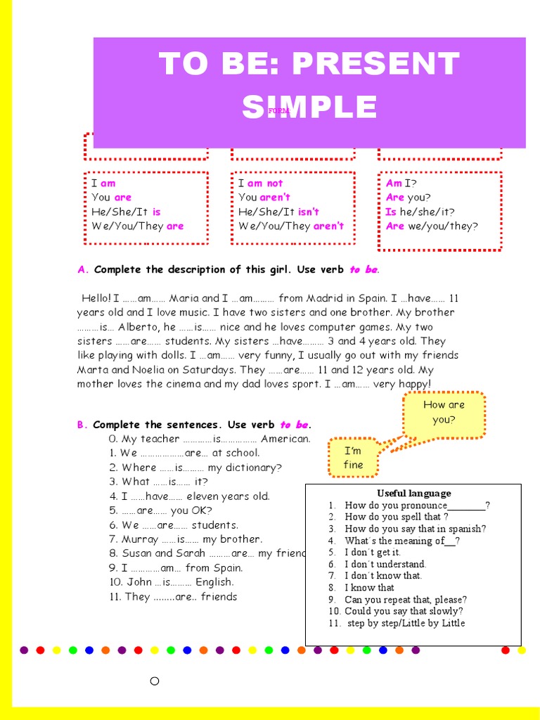 Verb-To-Be-Simple Couse 1andy Resuelto | PDF