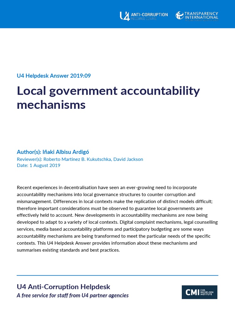 Local Government Accountability Mechanisms 2019 | PDF | Accountability ...