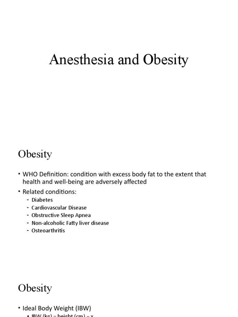 Anesthesia Considerations for Obese Patients | PDF | Obesity | Anesthesia