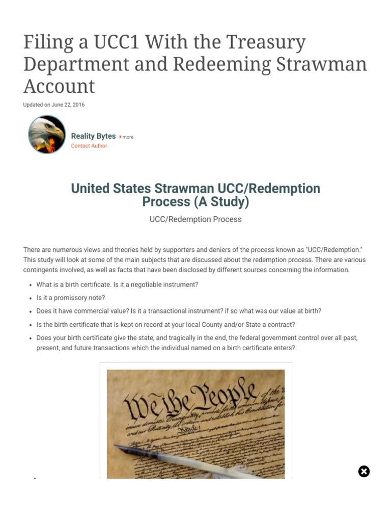 UCC1 Filing and Strawman Redemption Guide | PDF | Uniform Commercial ...
