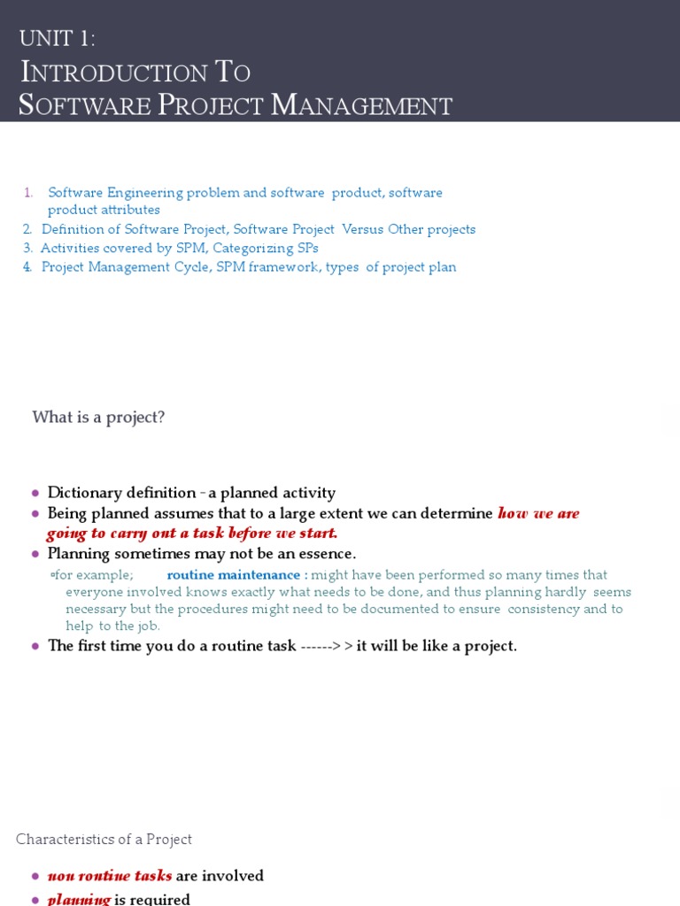Unit 1 - Introduction To SPM | PDF | Project Management | Product Lifecycle