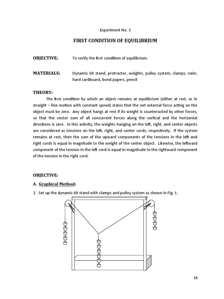 First Condition of Equilibrium: Objective | PDF | Tension (Physics) | Force