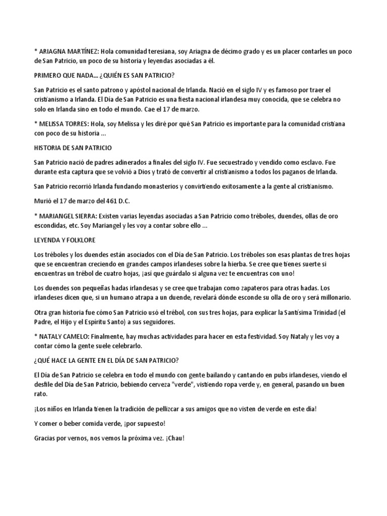Historia y leyendas de San Patricio | PDF | San Patricio | Republica de ...