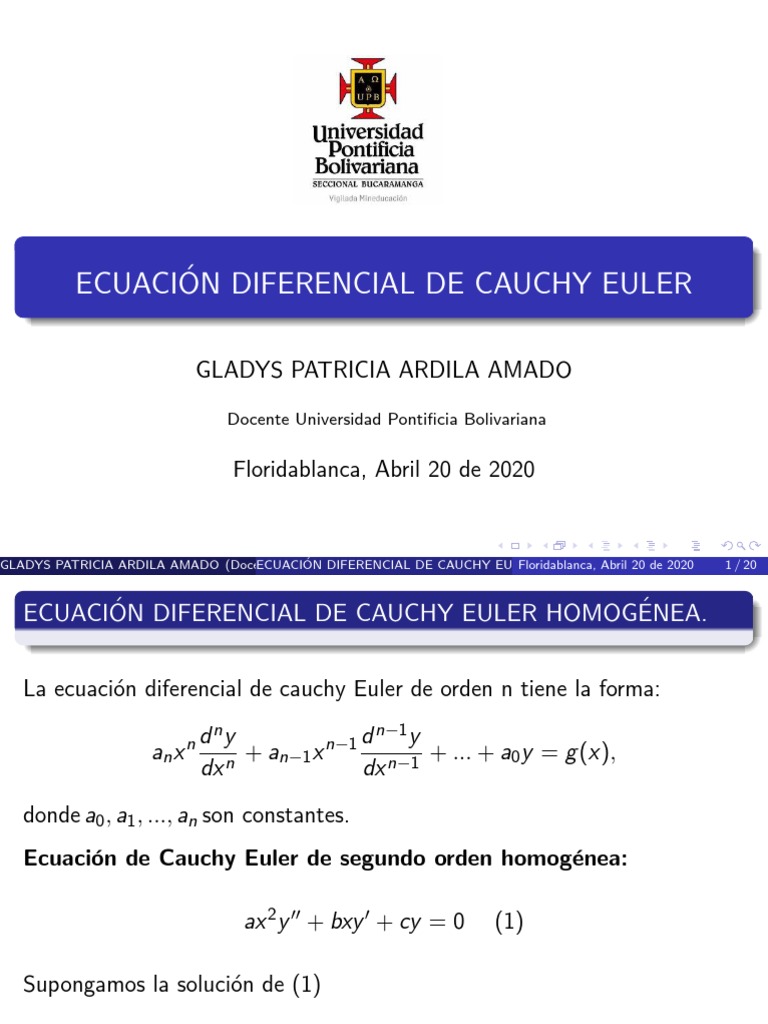 Diapositivas de Cauchy-Euler | PDF | Sustracción | Ecuaciones