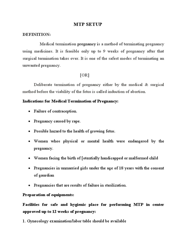 Indications and Procedures for MTP | PDF | Abortion | Pregnancy