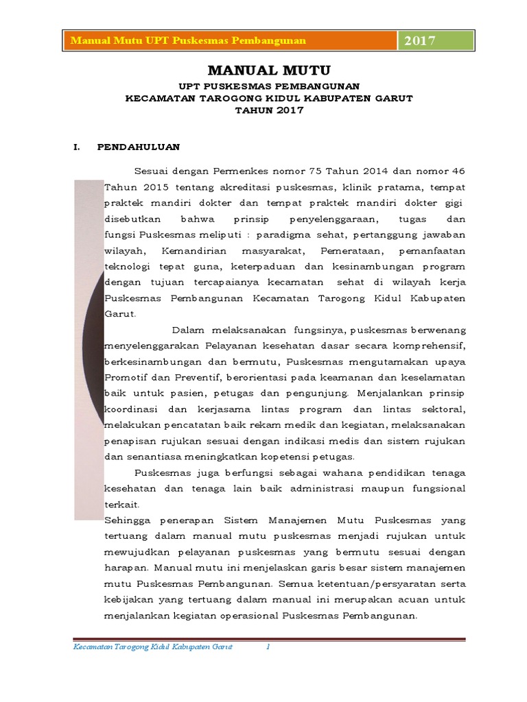 Pedoman Manual Mutu PKM - Pembangunan | PDF | Pengembangan Diri ...