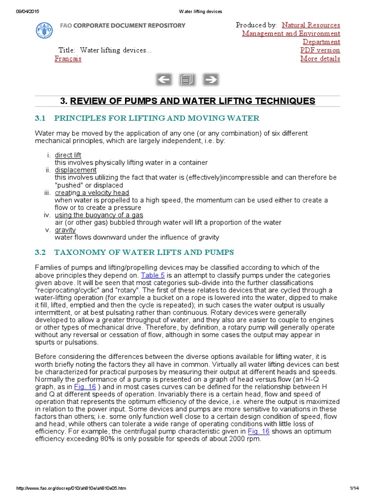 Water Lifting Devices | PDF | Lift (Force) | Pump