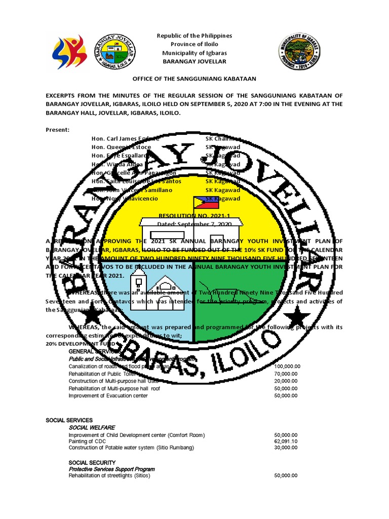 SK Resolution Aprroving ABYIP | PDF | Welfare | Child Protective Services