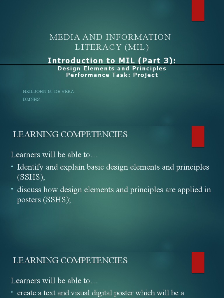 1.MIL 1. Introduction To MIL Part 3 - Performance Task Project - Digital Poster | PDF ...