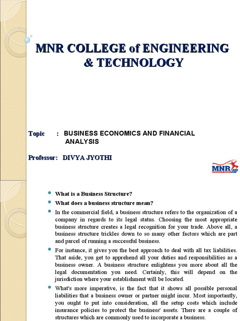 MNR College of Engineering & Technology | PDF | Partnership | Joint Venture