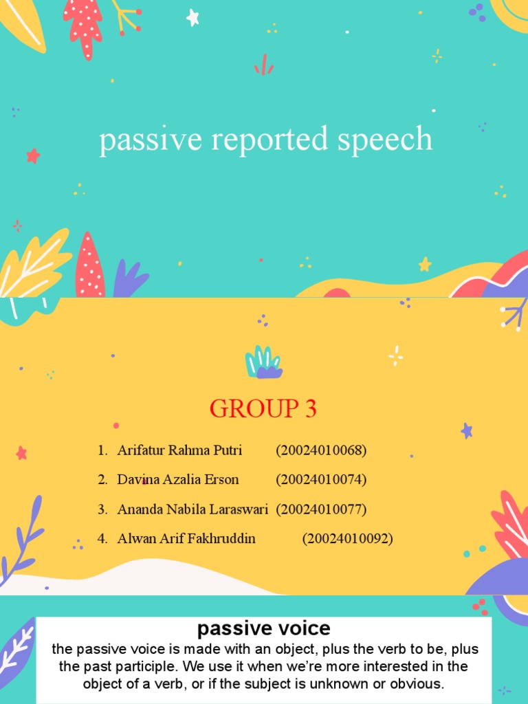 passive reported speech | PDF | Question | Verb