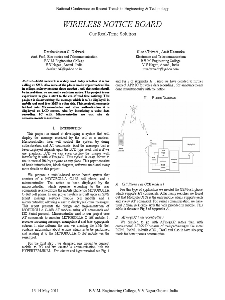 Wireless Notice Board: Our Real-Time Solution | PDF | Modem | Computer ...