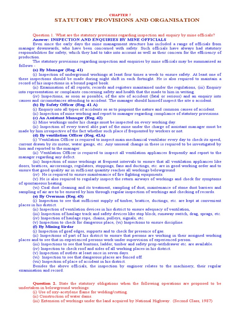 Statutory Provisions by S.ghatak | PDF | Drinking Water | Mining