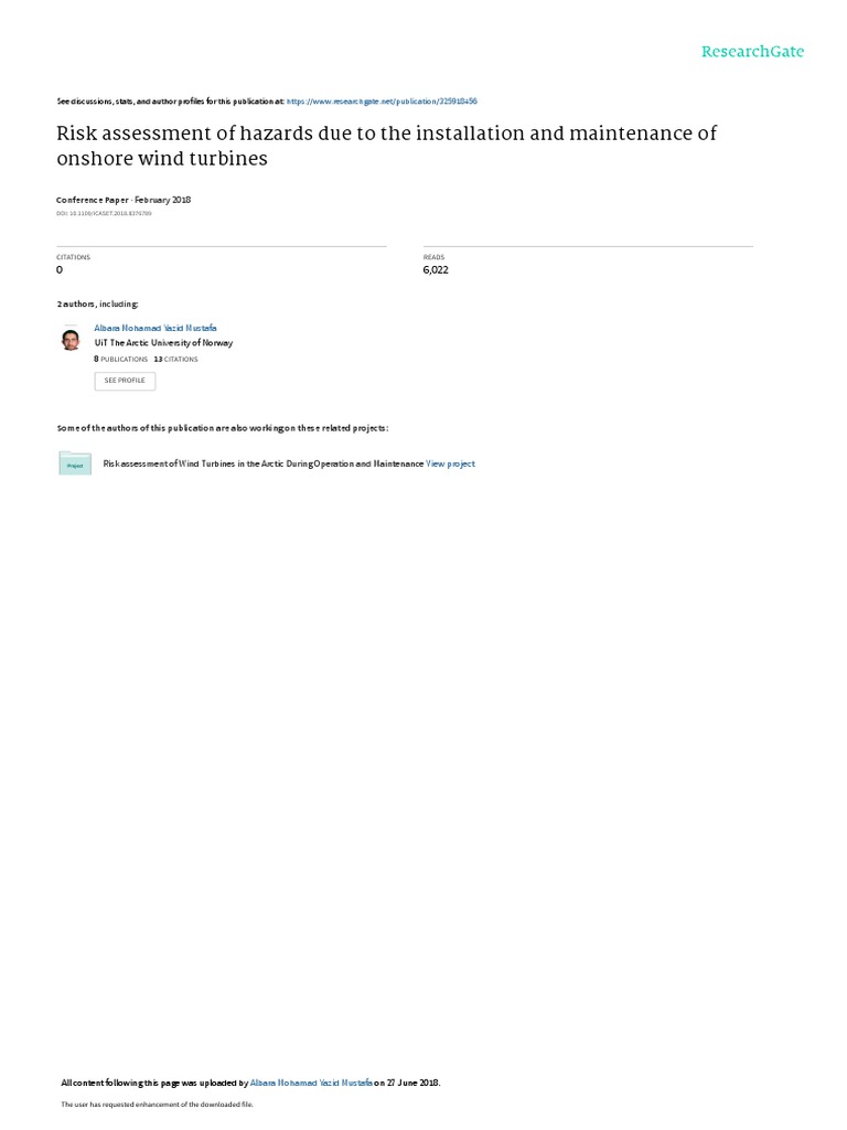 Risk assessment of hazards for onshore wind turbine installation and ...