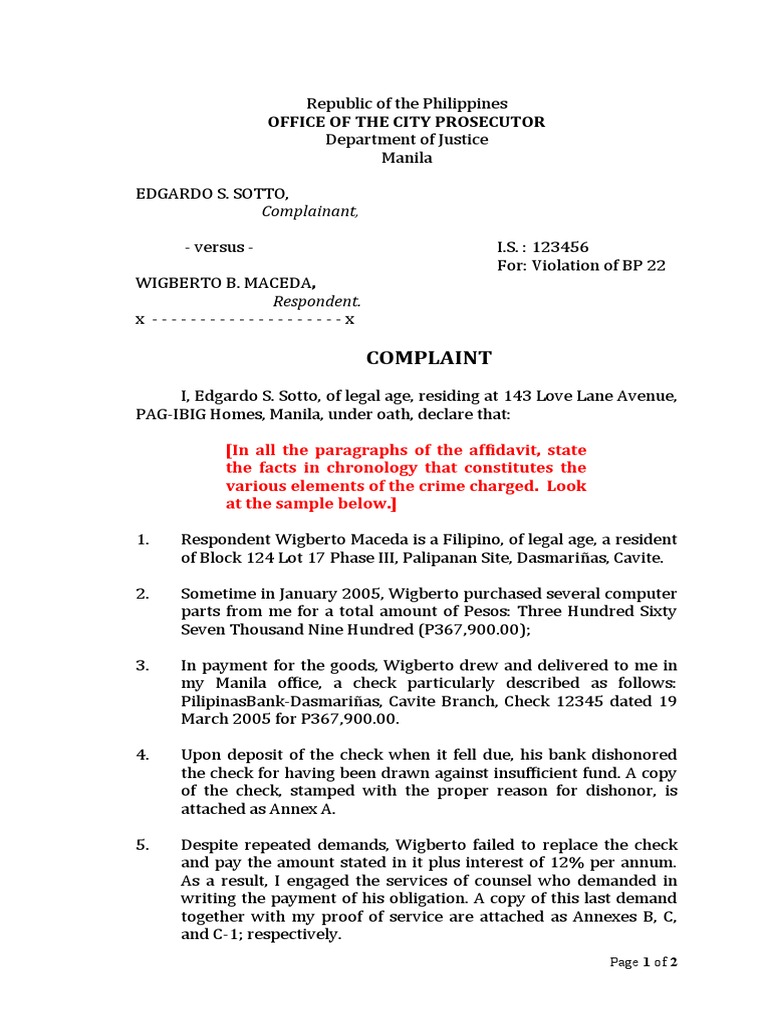 Complaint Affidavit FORM | PDF | Affidavit | Complaint