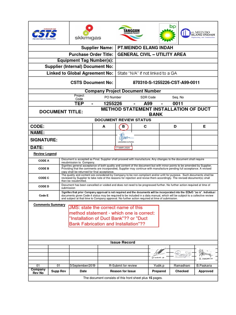 Method Statement Installation of Duct Bank | PDF | Precast Concrete ...